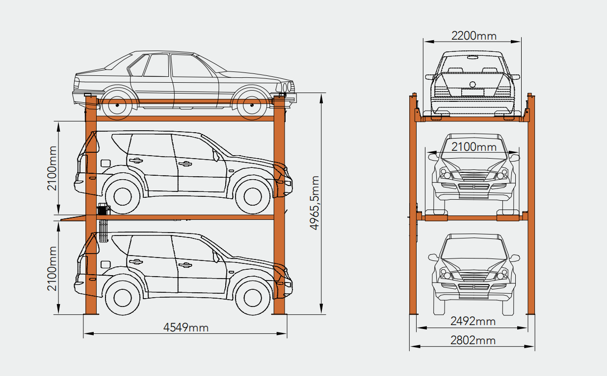 Hydro-Park 2525 - 2500kg Compact Car Parking Triple Stacker from China ...
